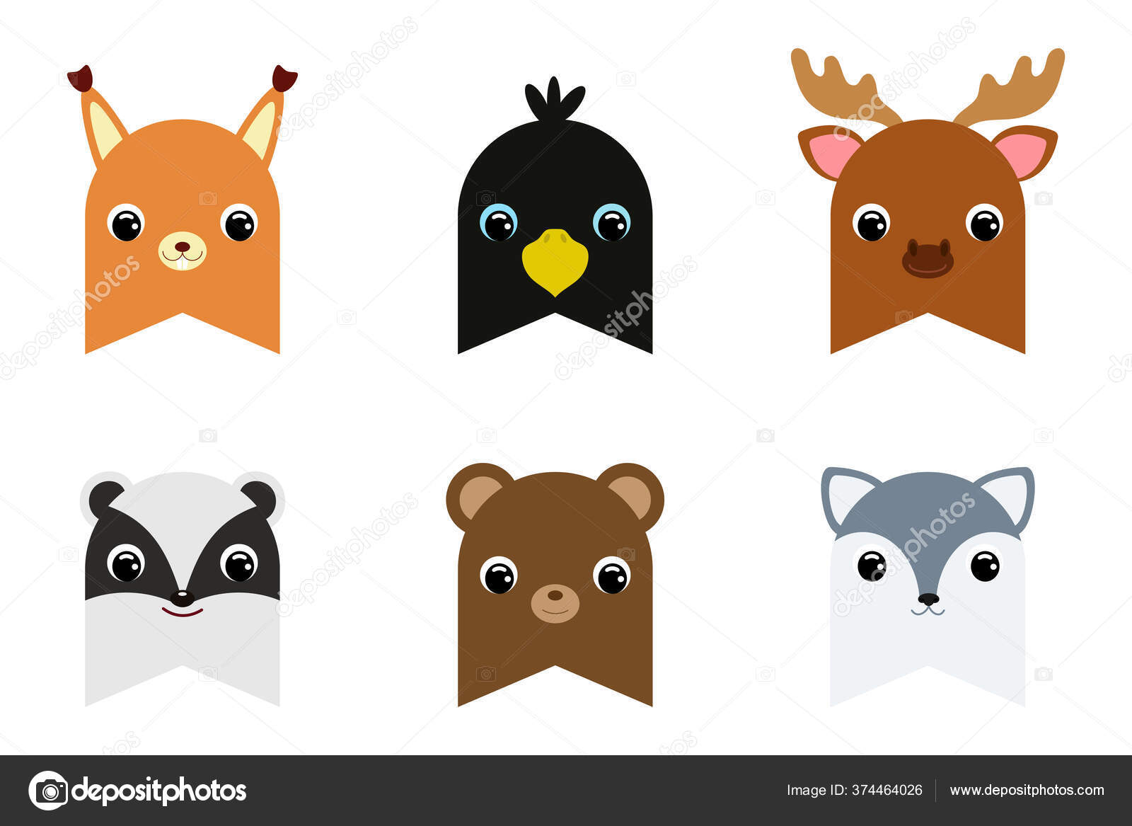 Set Clipart Forest Animal Flags Decoration Baby Shower Birthday Party ...