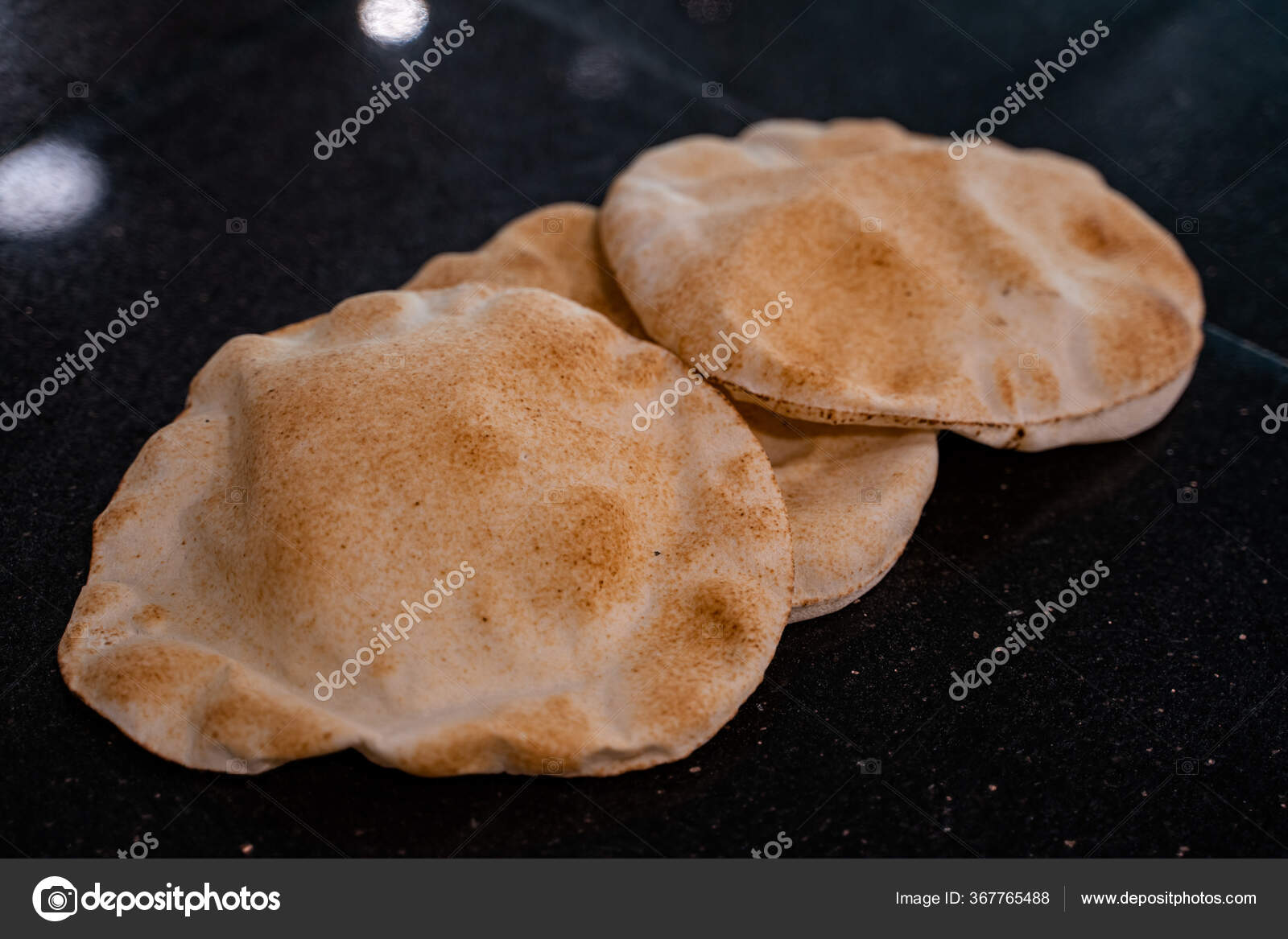 Kuboos Khubz Fresh Pita Bread Togeather Table Table — Stock Photo ...