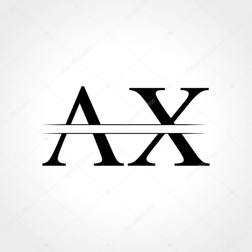 Logo inicial de la carta AX con tipografía creativa moderna de negocios ...