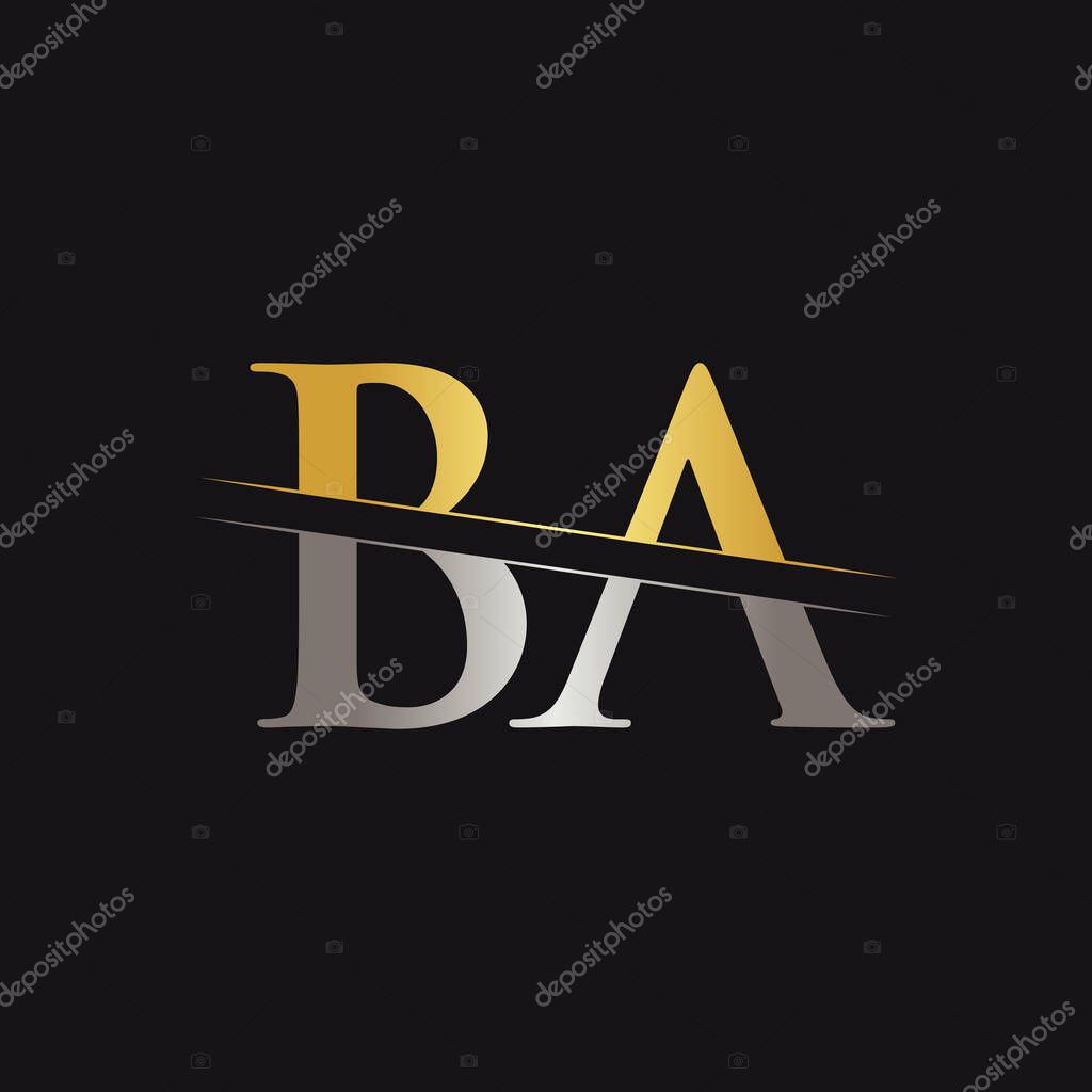 Logo inicial de la carta BA con tipografía creativa moderna de negocios ...