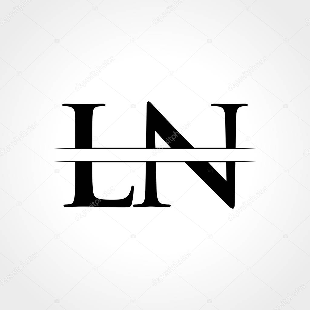 Letra inicial LN Logo Design vector Template. Diseño abstracto de logo LN Letra Negra 2022