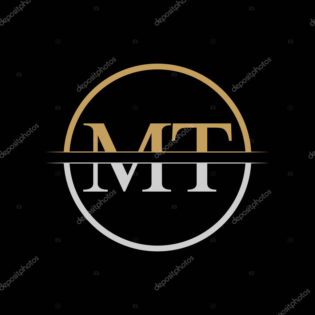 Carta inicial MT Logo Diseño Plantilla vectorial. Oro y Plata Letra MT ...