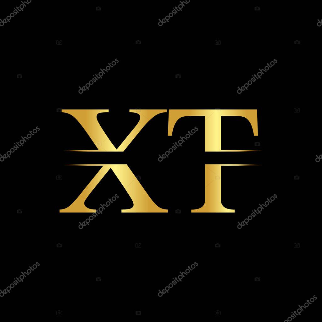 Carta creativa XT Logo Vector con color oro. Diseño de logotipo XT de ...