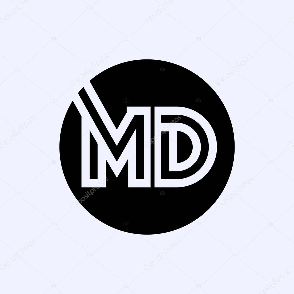 Plantilla de vector de logotipo de letra MD inicial. Letra abstracta MD ...