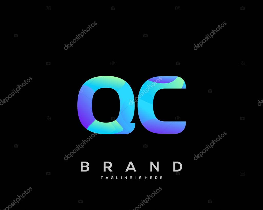 Logotipo inicial de la letra QC con el diseño colorido del logotipo de ...