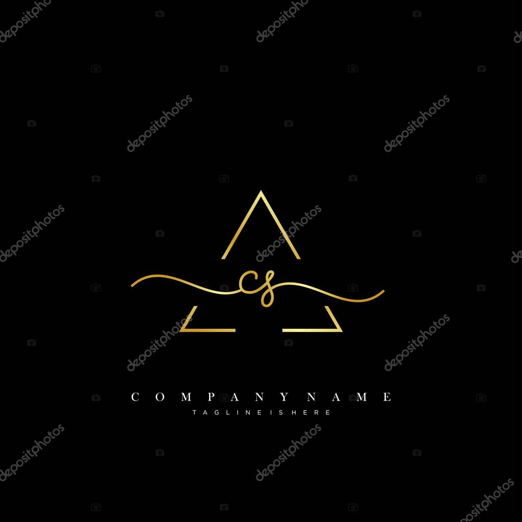 CS inicial caligrafía logotipo plantilla vector. 2022