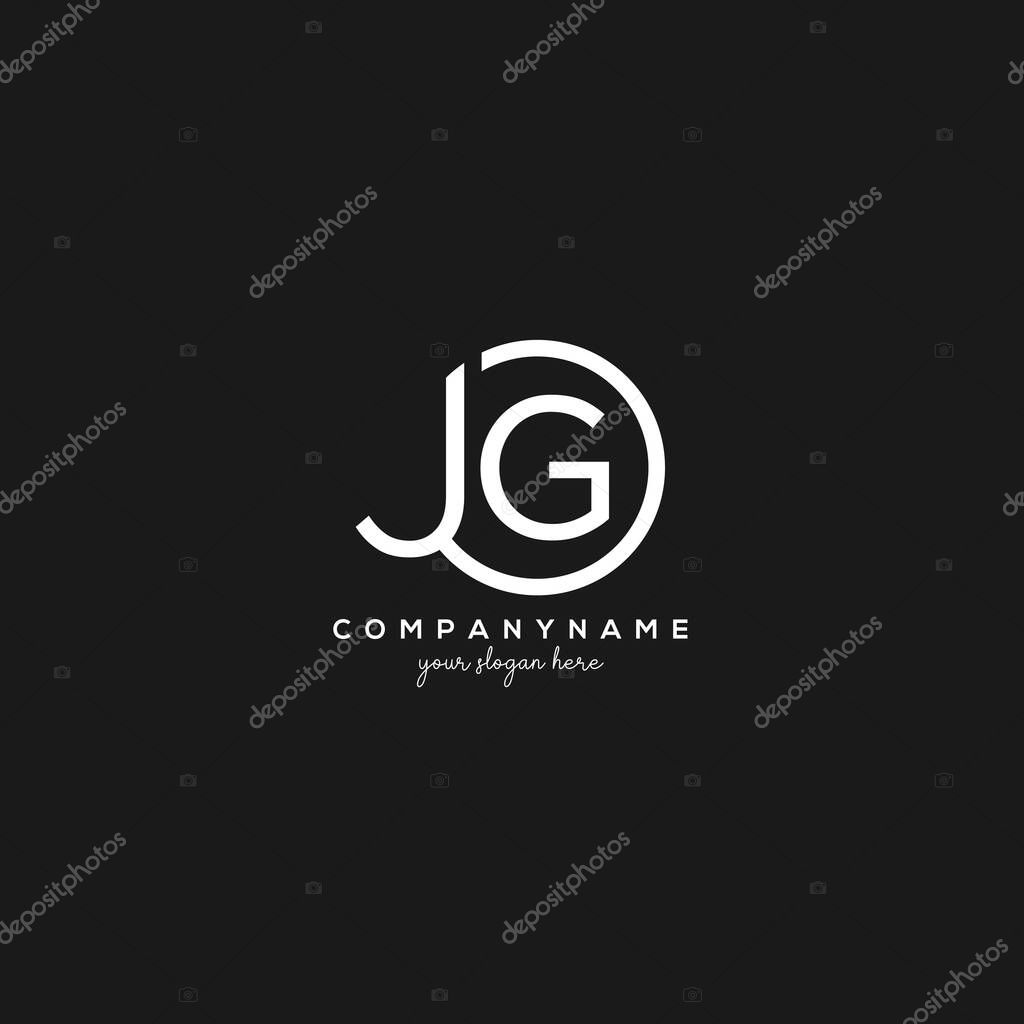 Logo inicial de la letra JG con vector de plantilla de círculo. 2023