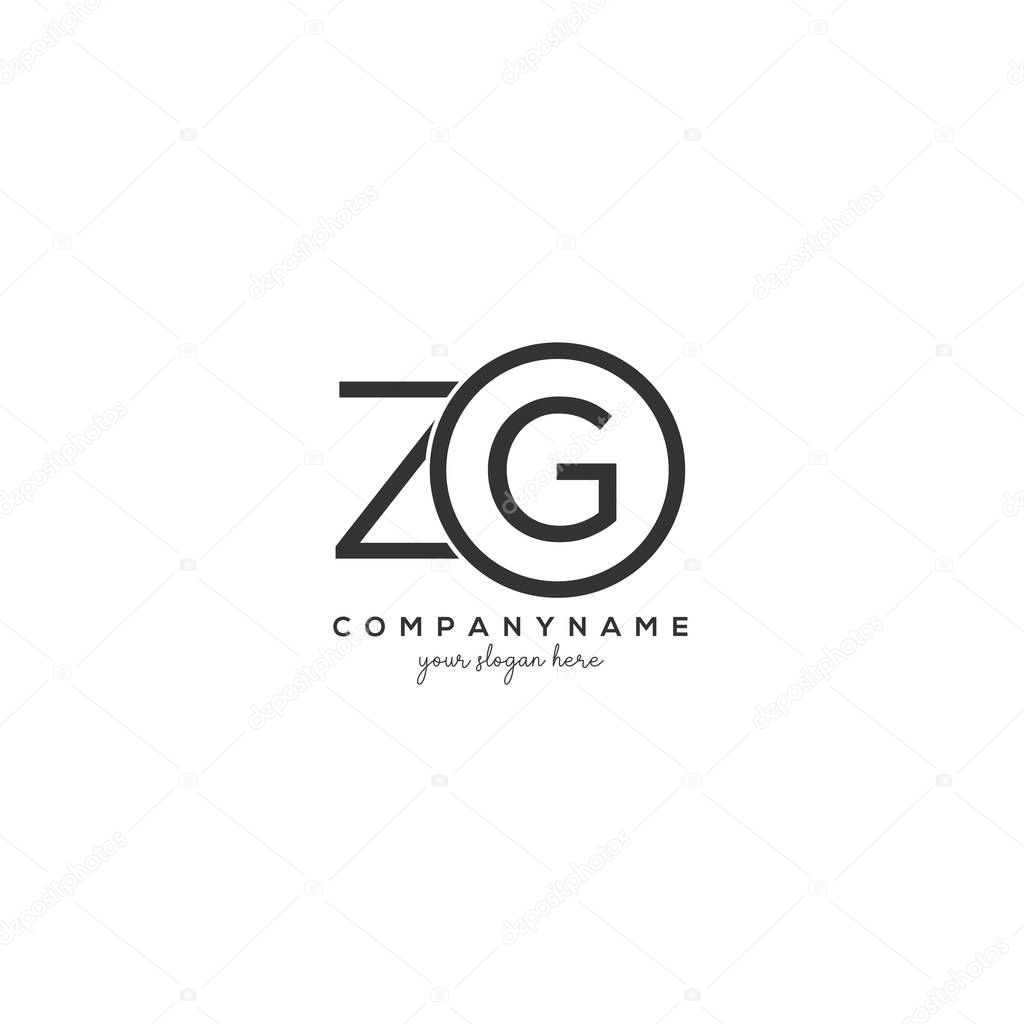 Logotipo inicial de la letra ZG con vector de plantilla de círculo. 2023