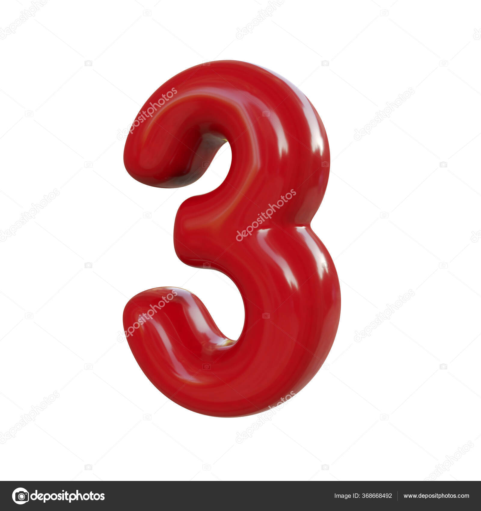 Rojo Brillante Número Tres Tres Representación Fuente Bubble Aislada ...