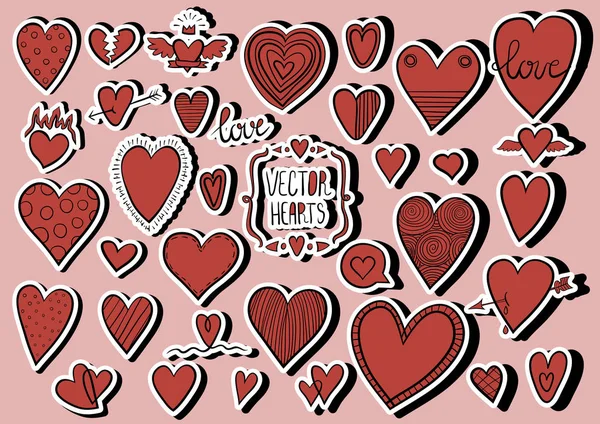 Valentine's Day Love and Hearts Sketchy Doodles Set Stock Vector Image ...