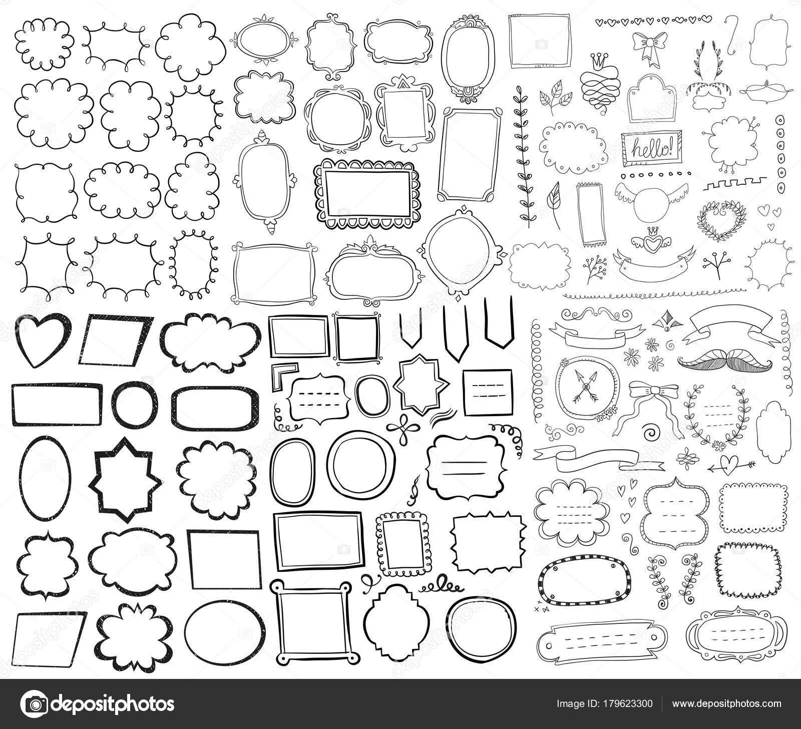 Set Hand Drawn Frames Design Elements Stock Illustration by ©orfeev ...