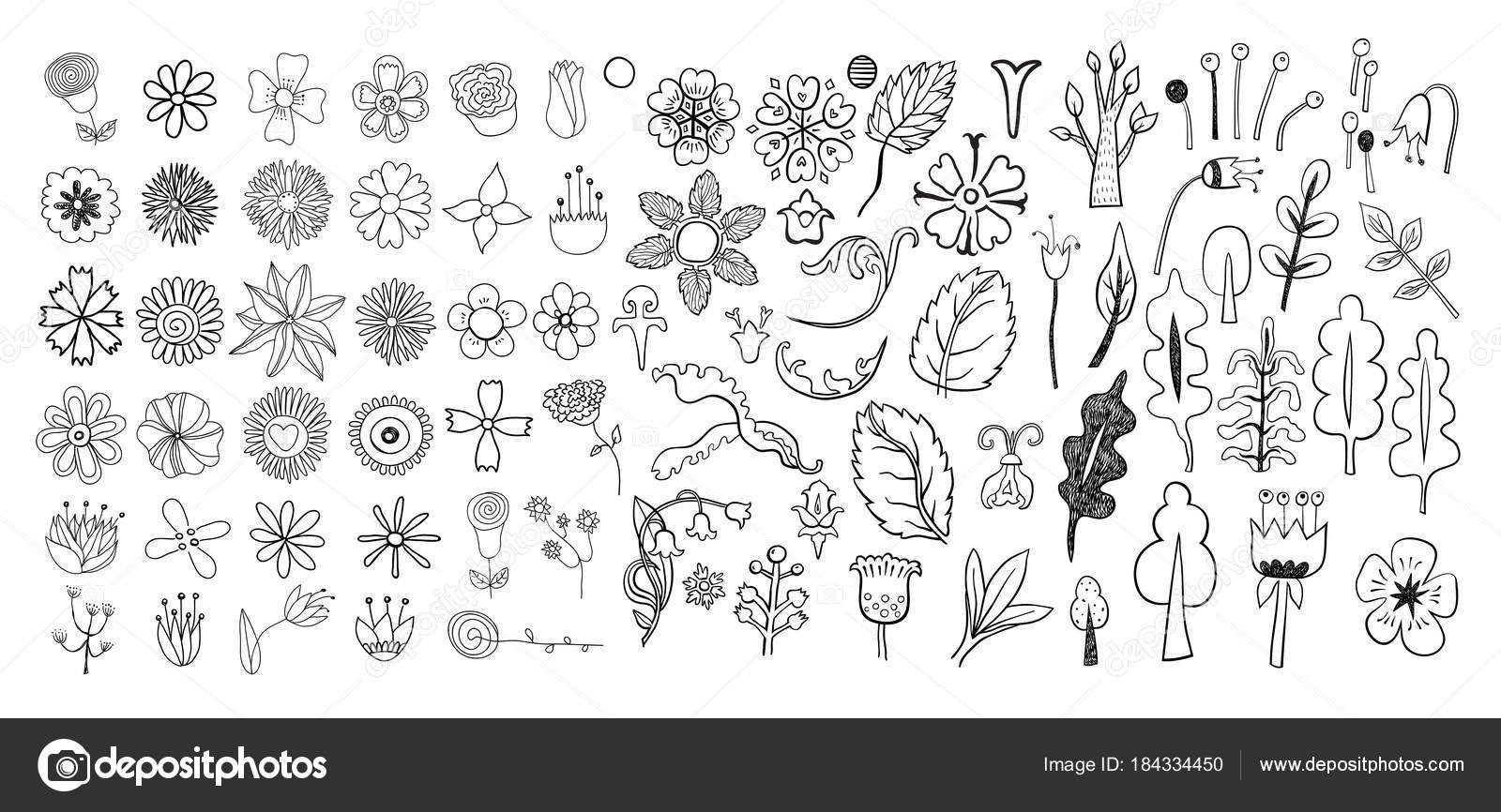 Hand Drawn Floral Icons Vector Illustration Stock Vector Image by ...