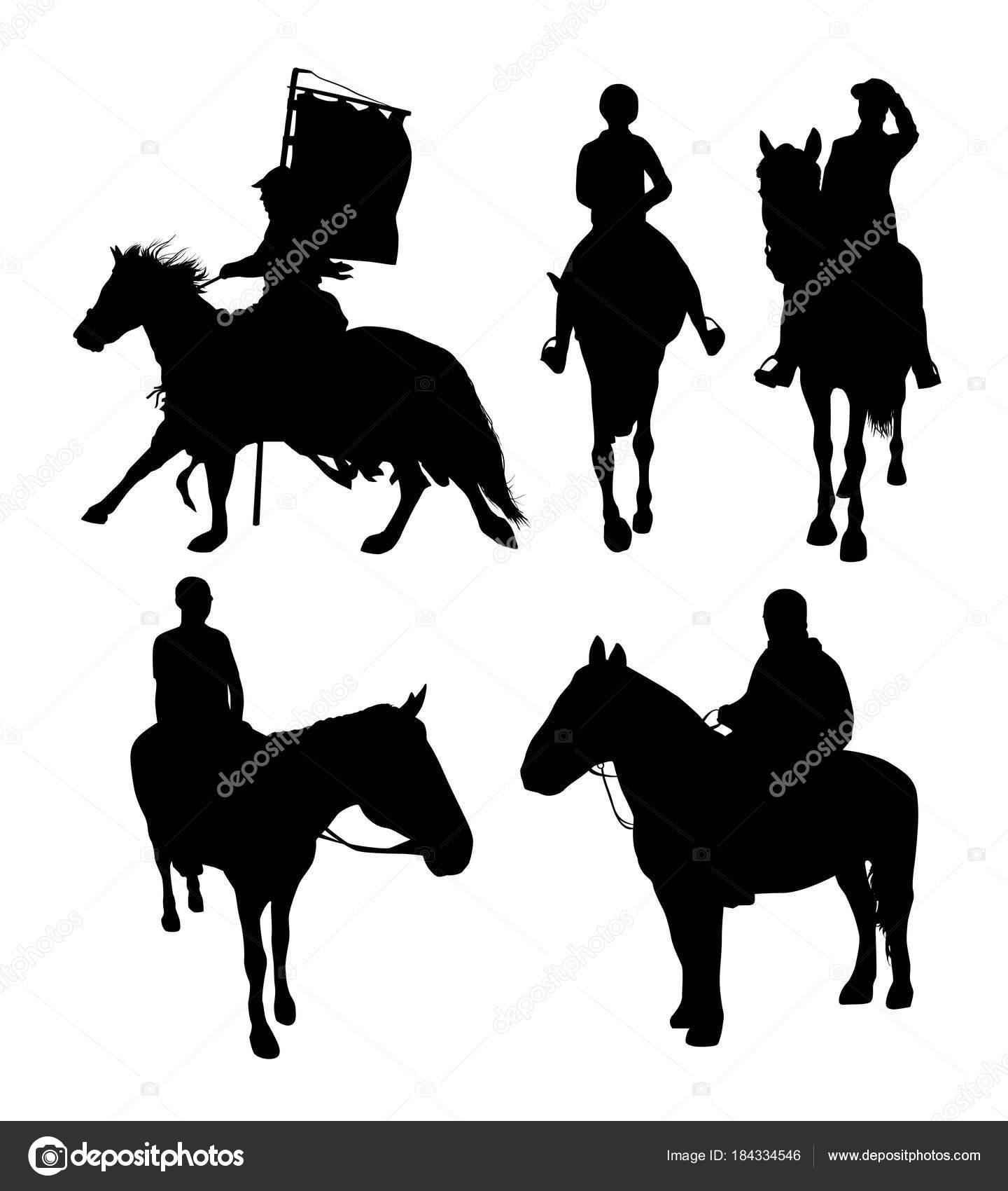Set Horses Riders Vector Illustration Stock Vector Image by ©orfeev ...