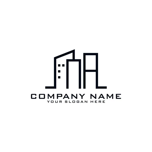 Letter NA With Building For Construction Company Logo - Stock Image ...