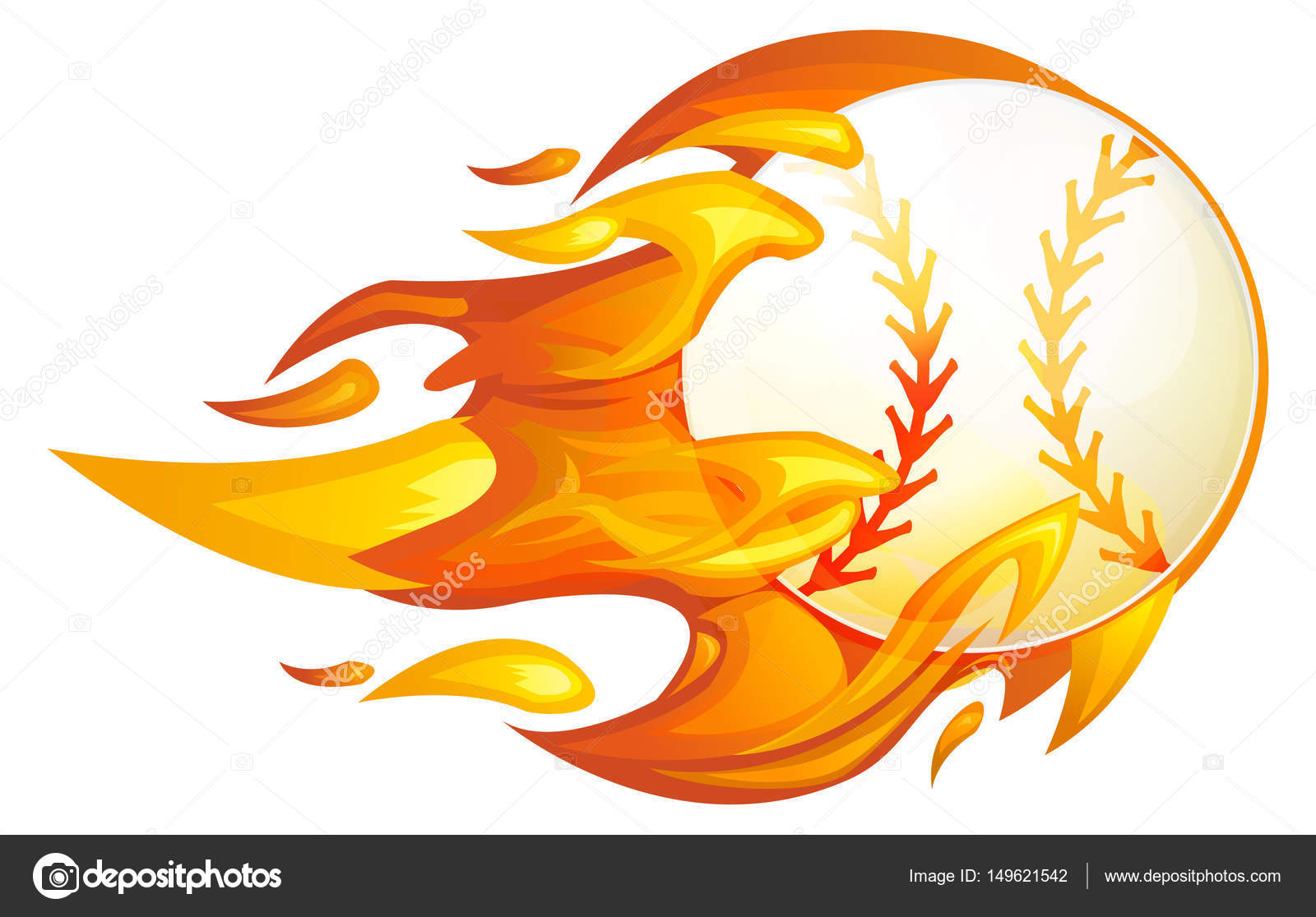Baseball on Fire Illustration Stock Vector by ©designpraxis 149621542