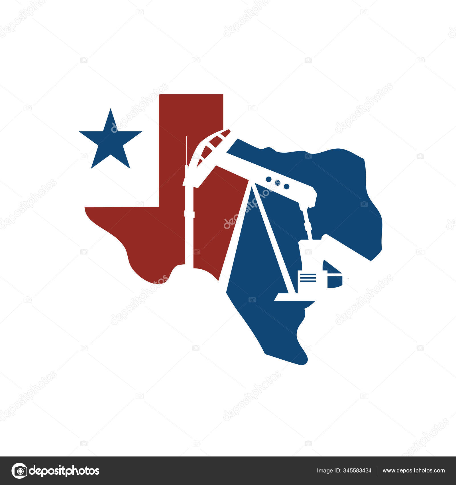 Vector map of texas oil rig logo design illustration — Stock Vector ...