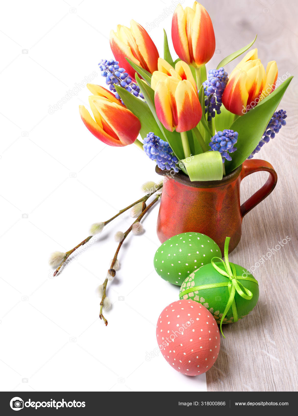 Easter Border Spring Flowers Easter Eggs Isolated White Space Your ...