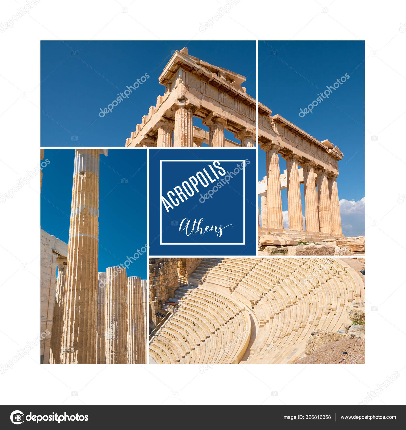 Creative Collage Fantastic Classical Architecture Acropolis Athens ...