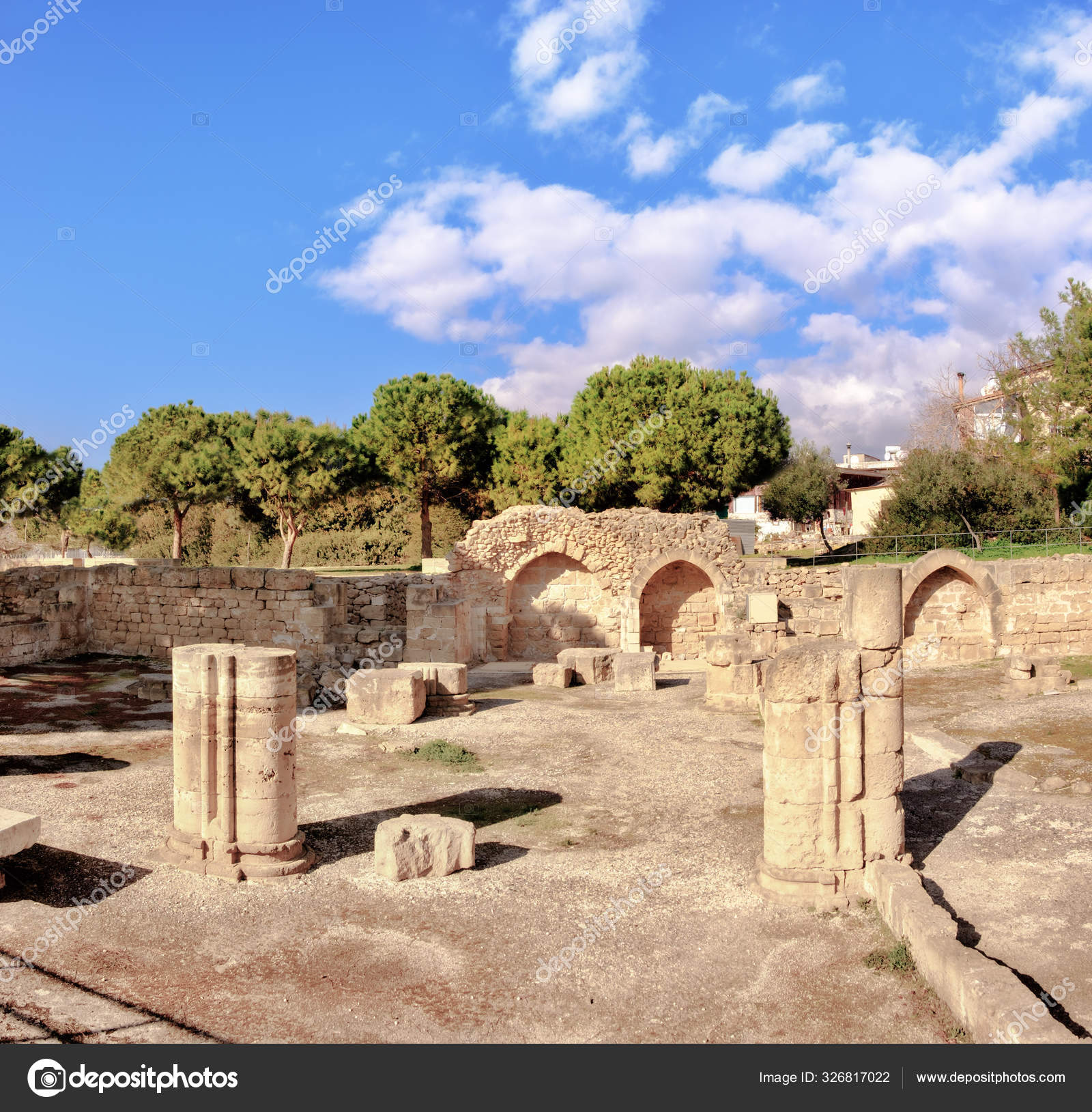 Ancient Ruins Ayia Kyriaki Panagia Chrysopolitissa Basilica Paphos ...