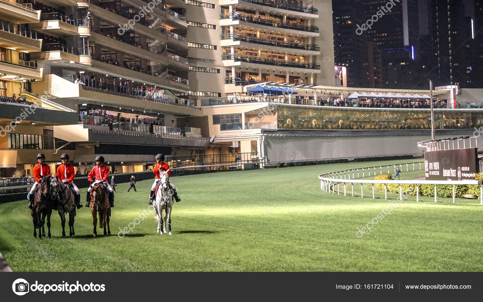 Editorial Horse race field before game start at night. Exciting – Stock ...