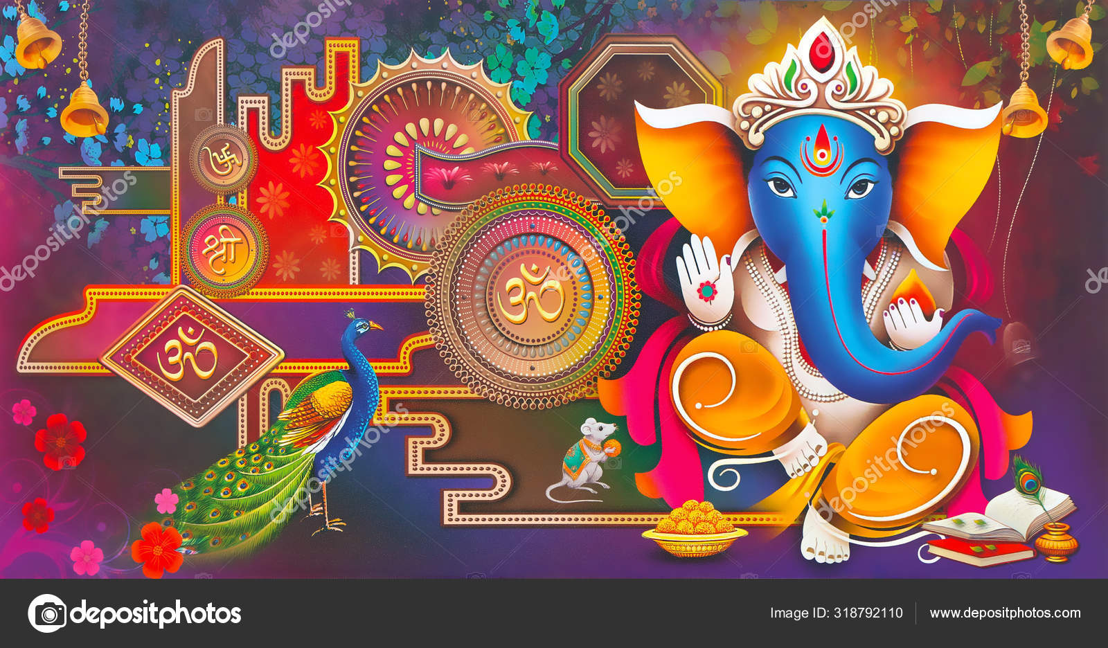 Hindu Lord Ganesha Texture Wallpaper Background Stock Illustration by ...