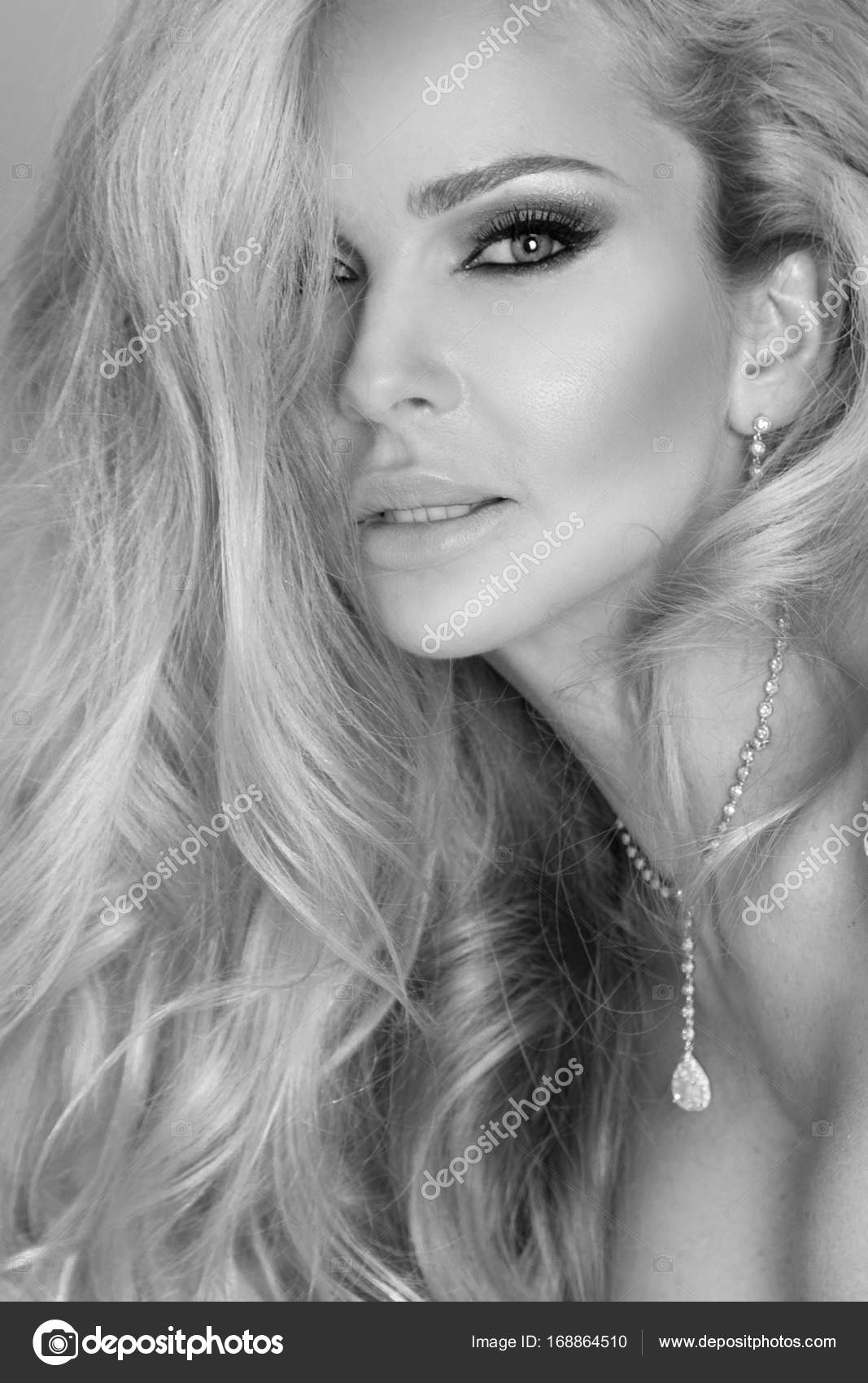 Portrait Beautiful Young Sexy Blonde Woman A Princess With Curly Long