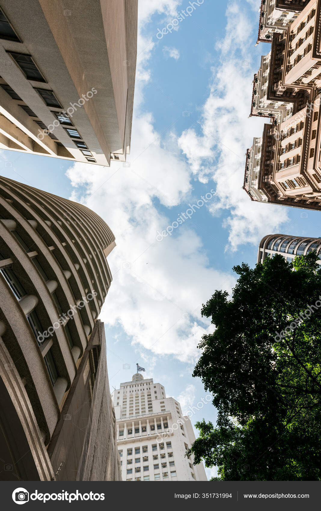 Upwards View Five Different Style Architecture Buildings Located Heart ...