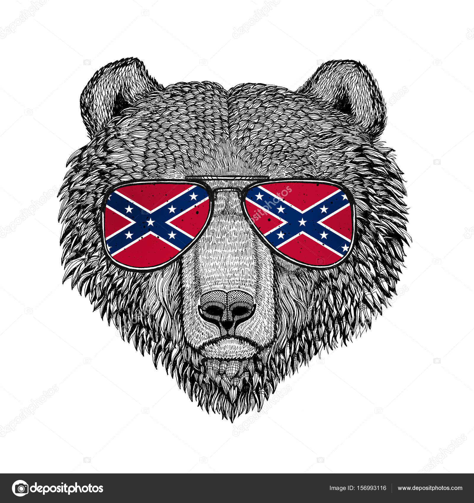 Oso marrón oso ruso con gafas con bandera nacional de los Estados ...