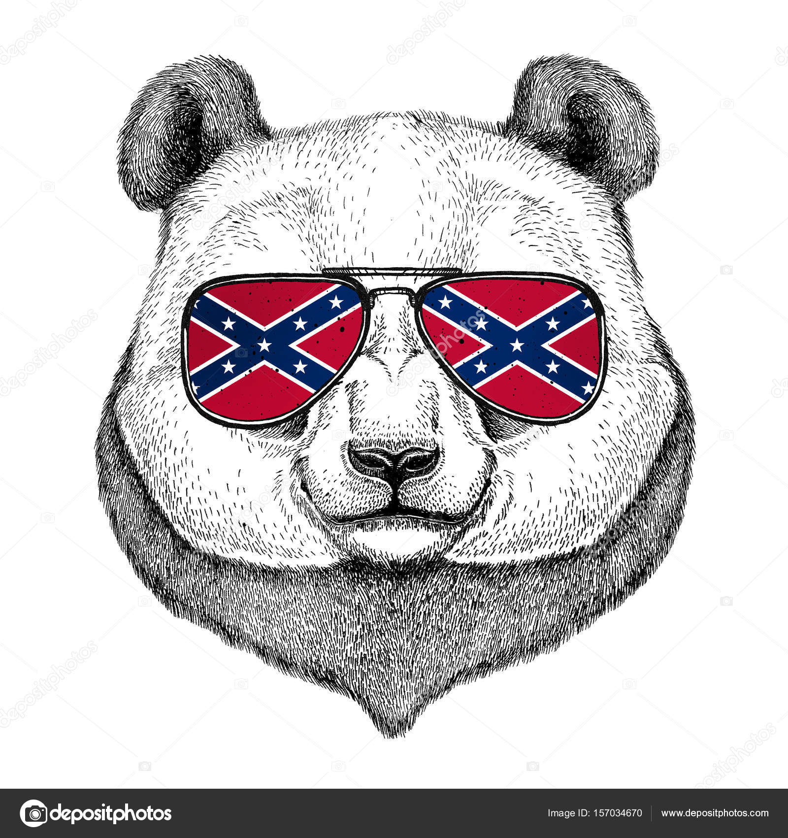 Oso Panda, oso de bambú con gafas con bandera nacional de los Estados ...