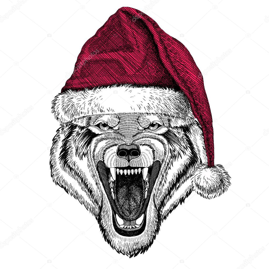 Lobo Perro Animal salvaje Ilustración de Navidad Animal salvaje con ...