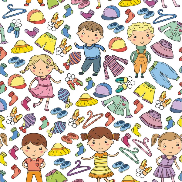 Set of Children clothing. Vector icons. Kindergarten. Nursery. Atelier ...