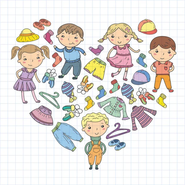 Set of Children clothing. Vector icons. Kindergarten. Nursery. Atelier ...