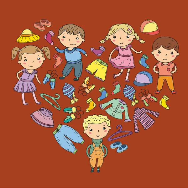 Set of Children clothing. Vector icons. Kindergarten. Nursery. Atelier ...