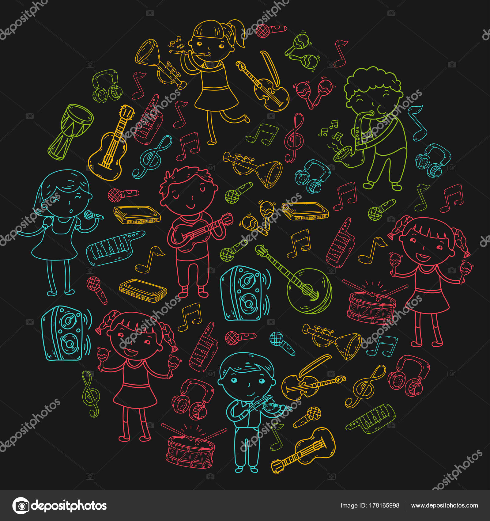 Music school for kids Vector illustration Children singing songs ...