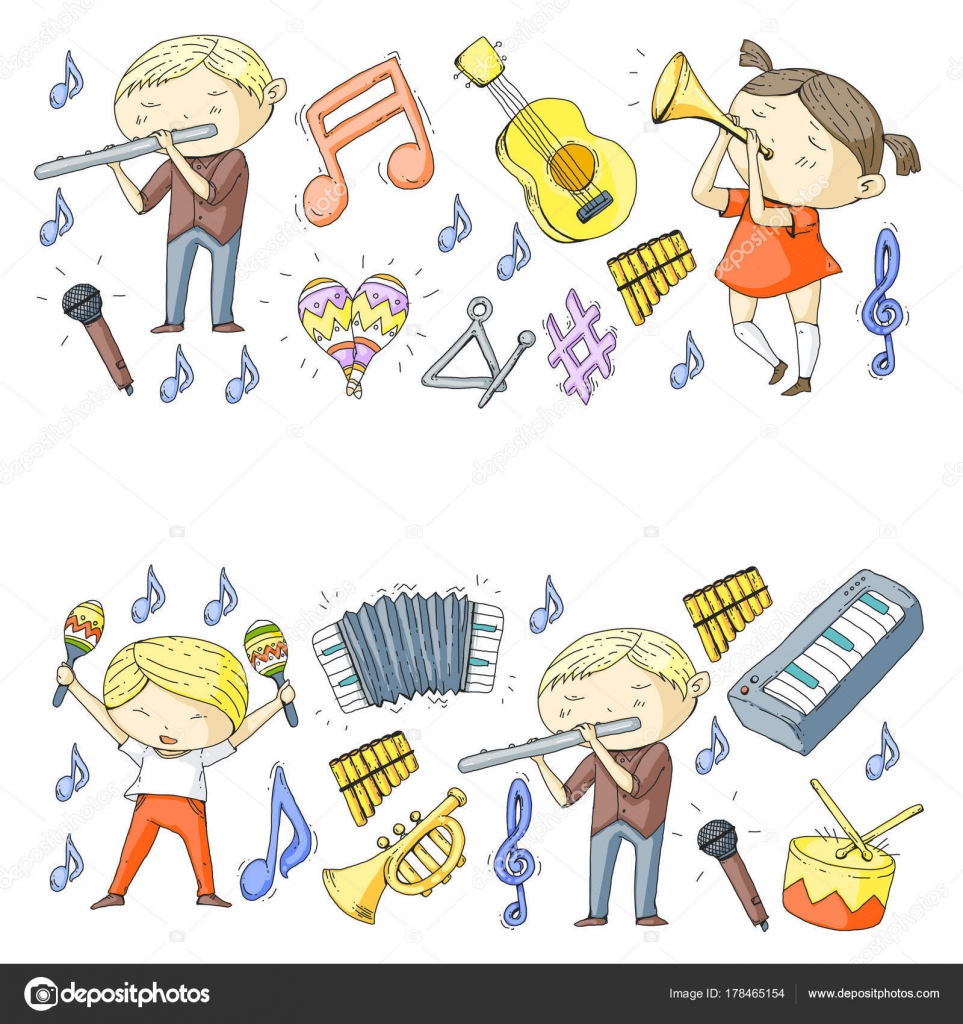 Vector school of music Musical theatre Kindergarten children with music ...