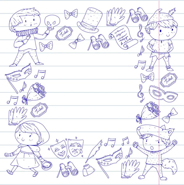 Illustration d'un spectacle d'enfants sur scène. Théâtre avec enfants ...