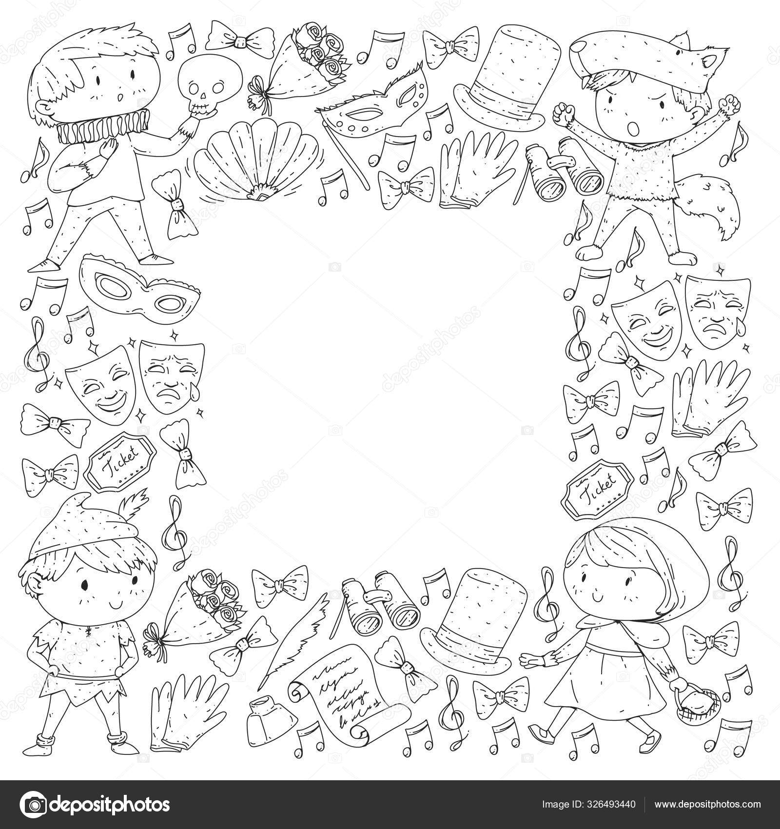 Illustration d'un spectacle d'enfants sur scène. Théâtre avec enfants ...