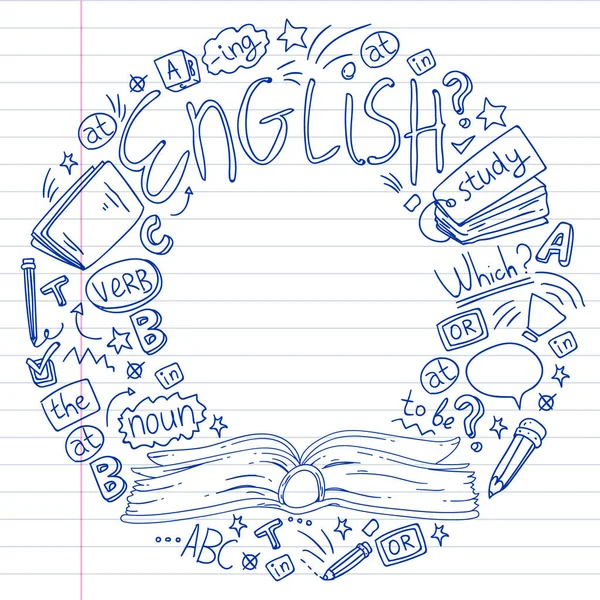 English courses. Doodle vector concept illustration of learning english ...