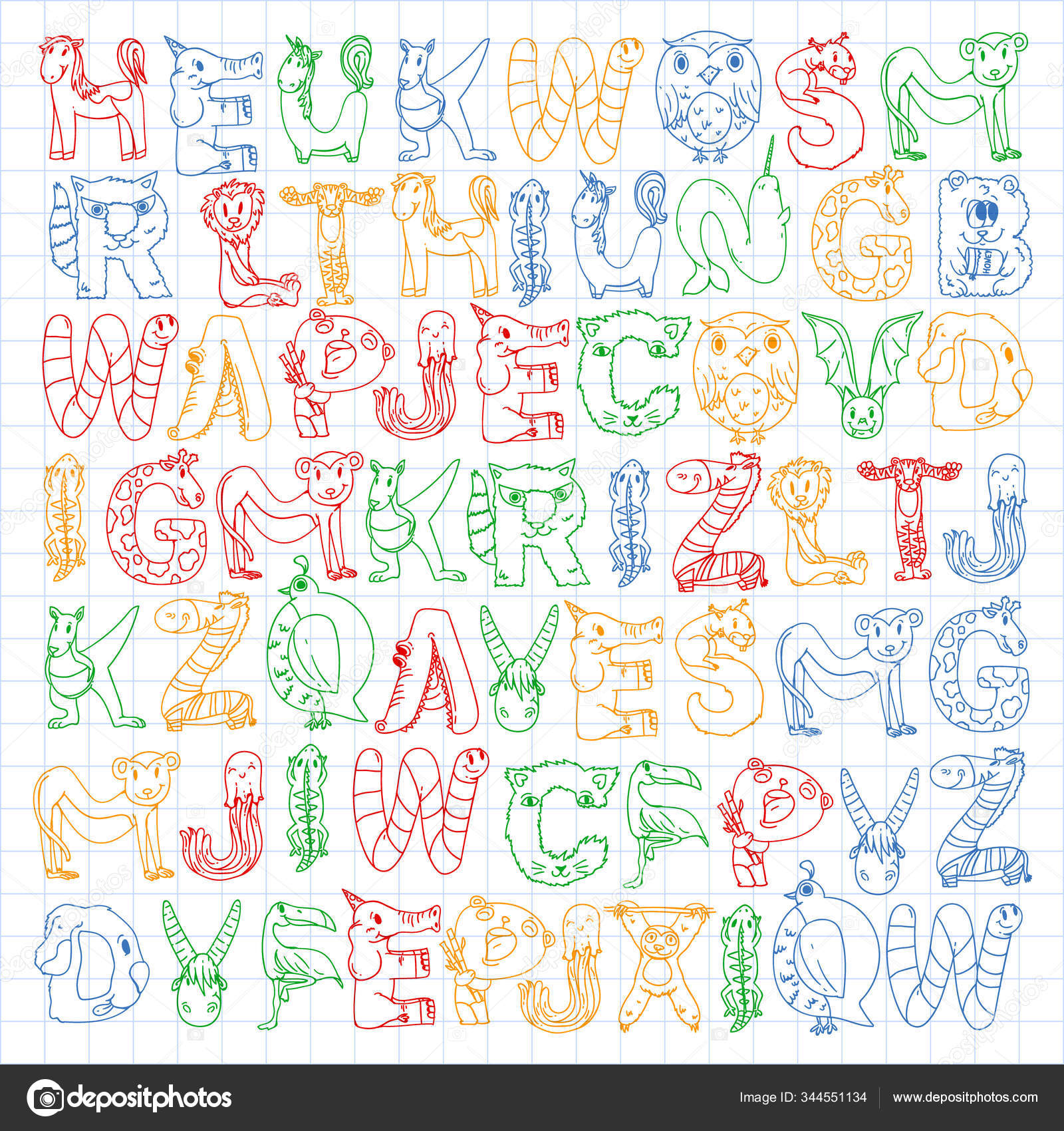 Alfabeto animal. Alfabeto del zoológico. Cartas de la A a la Z ...