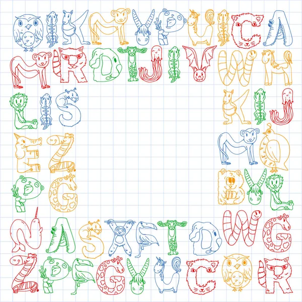 Animal alphabet. Zoo alphabet. Letters from A to Z. Cartoon cute ...