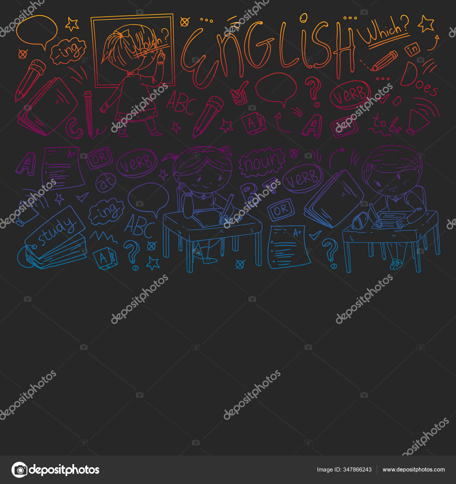 English school for children. Learn language. Education vector ...