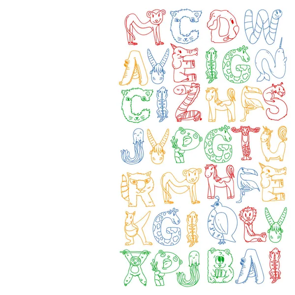 Animal alphabet. Zoo alphabet. Letters from A to Z. Cartoon cute ...