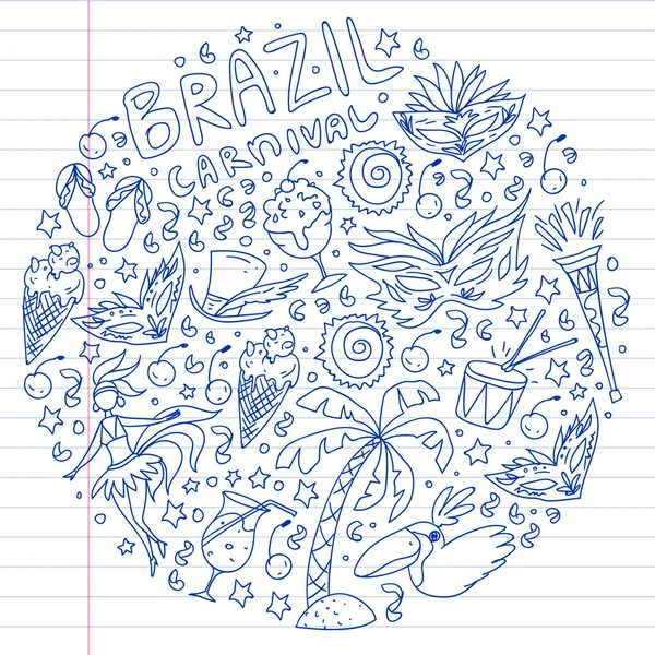 Brazil. Vector pattern with brazilian icons and symbols. Travel and ...