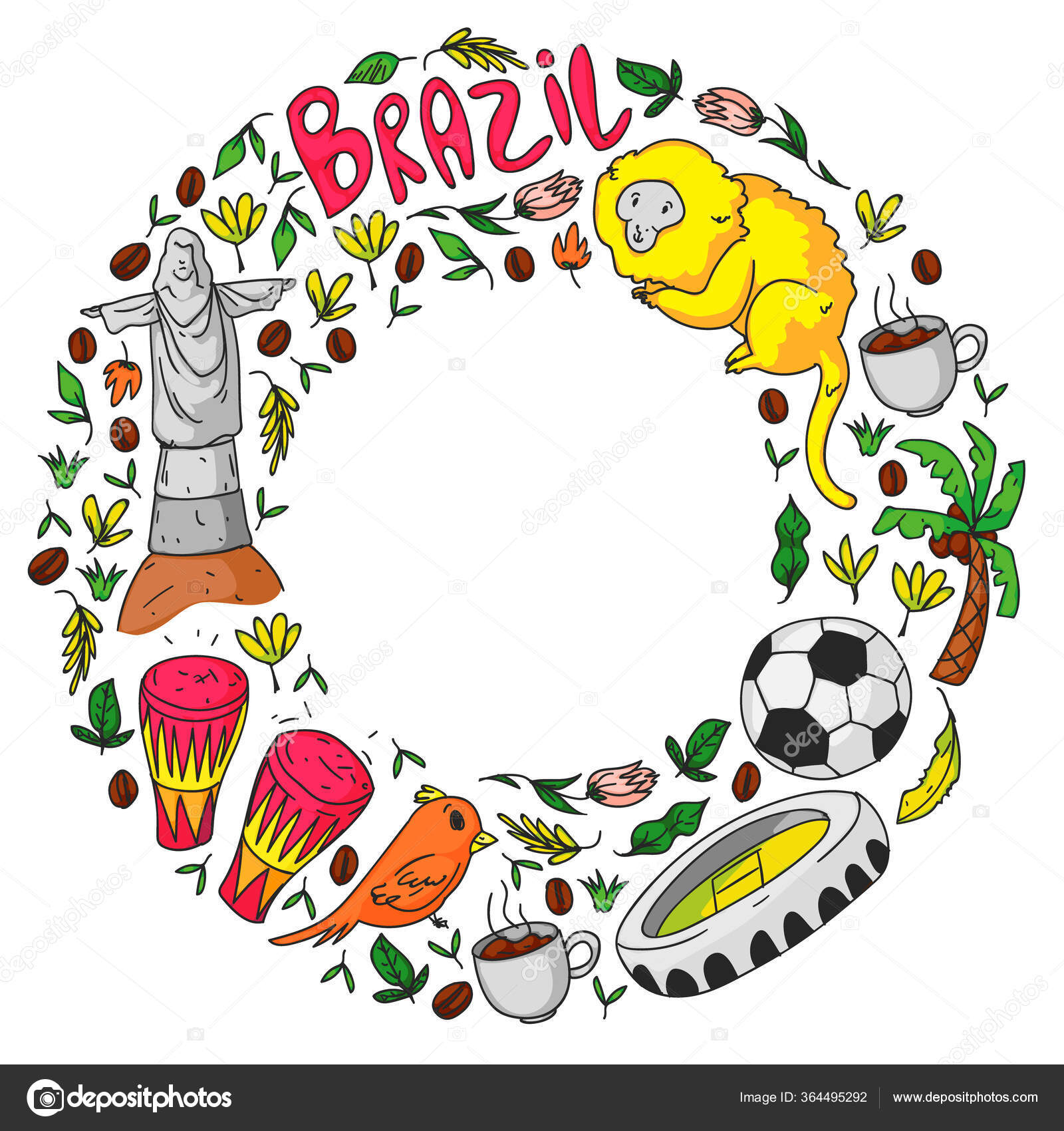 Rio de Janeiro Brasil. Padrão vetorial com símbolos nacionais . imagem ...