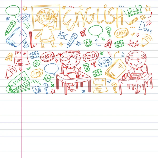 English school for children. Learn language. Education vector ...