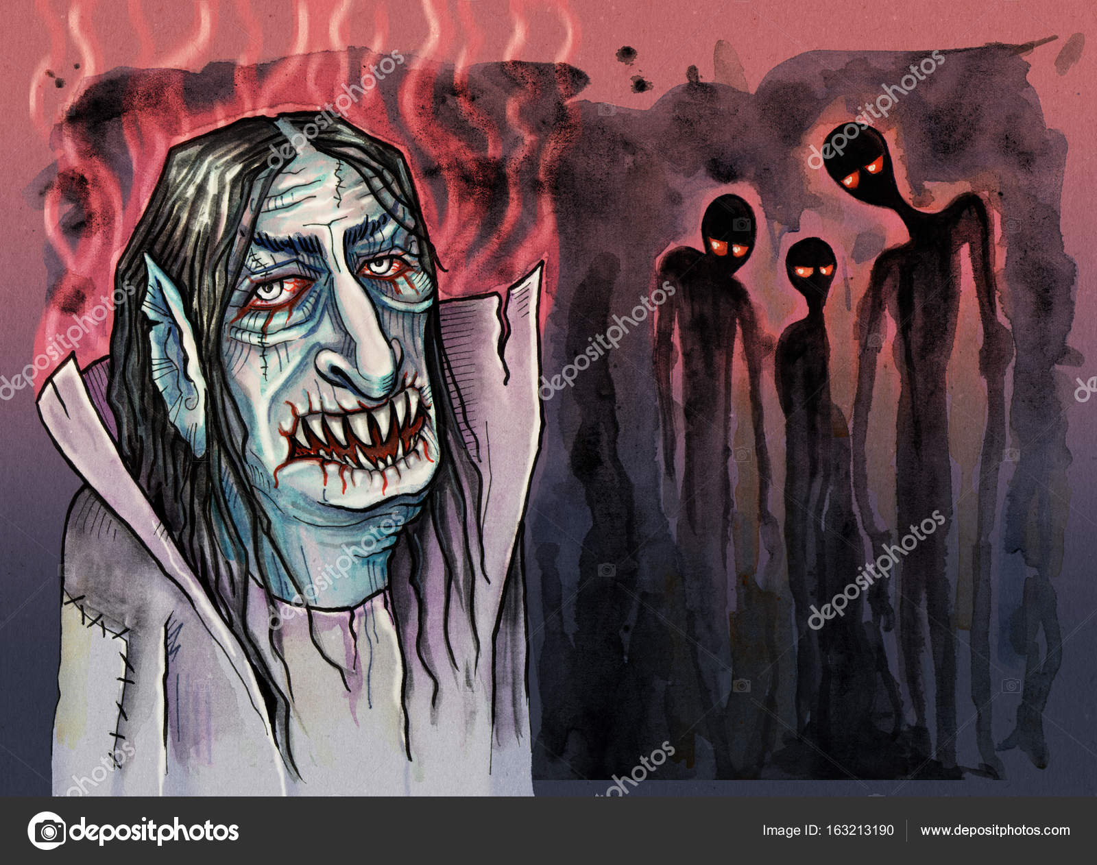 Vampire with evil ghosts beside him Stock Illustration by ©sSplajn ...