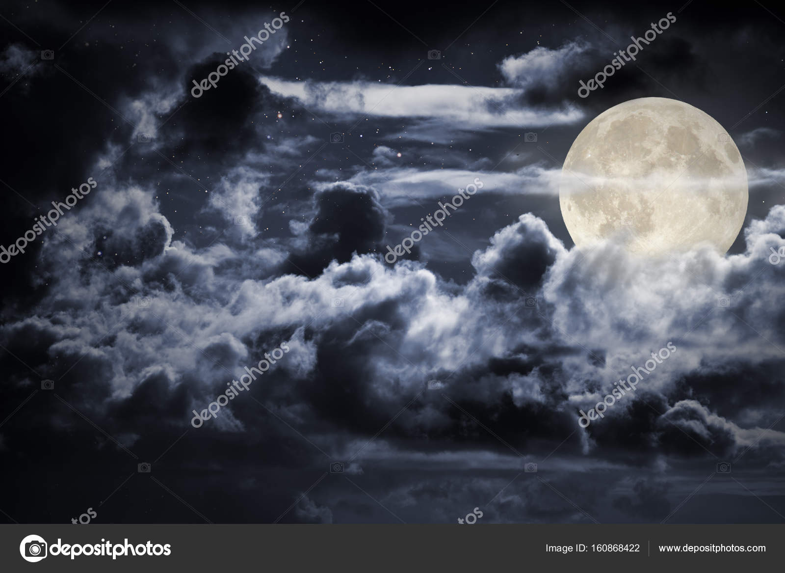 Moonlit Night Sky Clouds