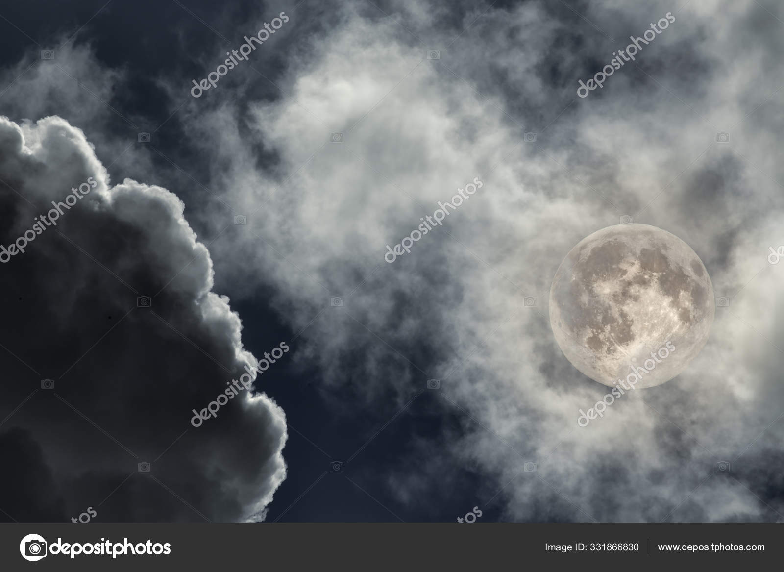 Cloudy full moon night Stock Photo by ©zacariasdamata 331866830