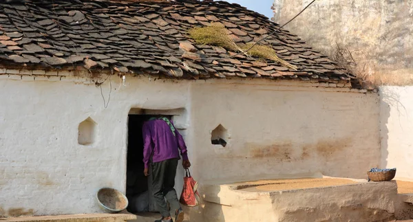 An unidentified old indian village poor house at the sunny day - Stock ...