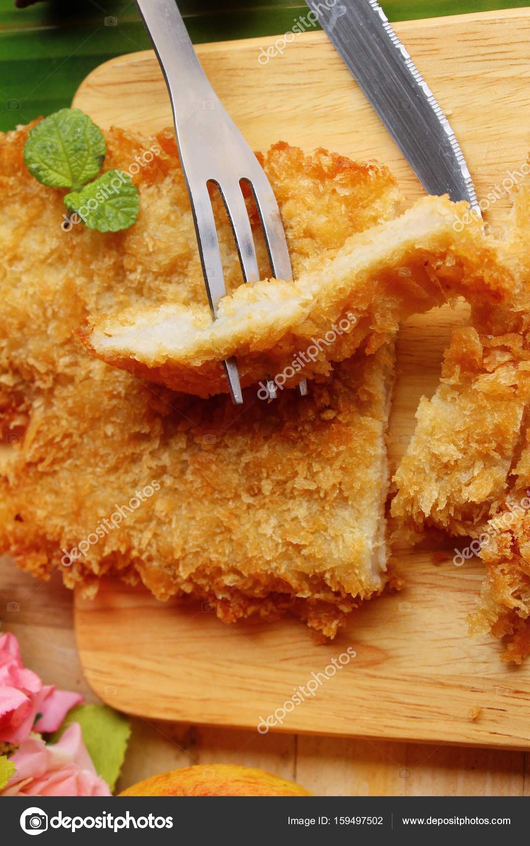 Fried dory fish with vegetable salad delicious — Stock Photo ...